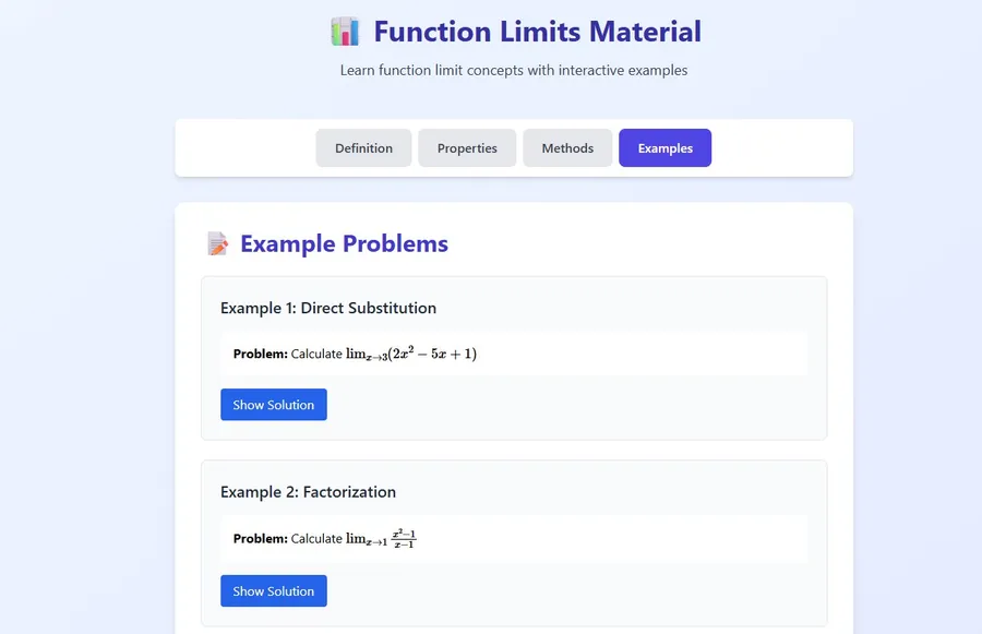 Complete Function Limit Example Problems + Solutions - Mathematics ...